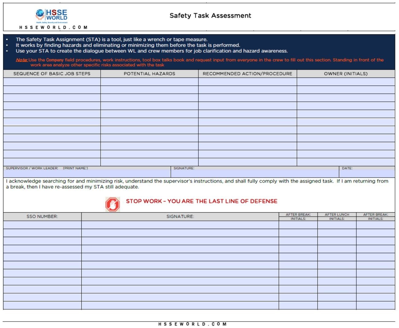 Safety Task Assessment Form safety-task-assessment-form